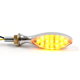 Universal Yellow LED Oval Shape Signal Lights 70mm in Chrome Finish.